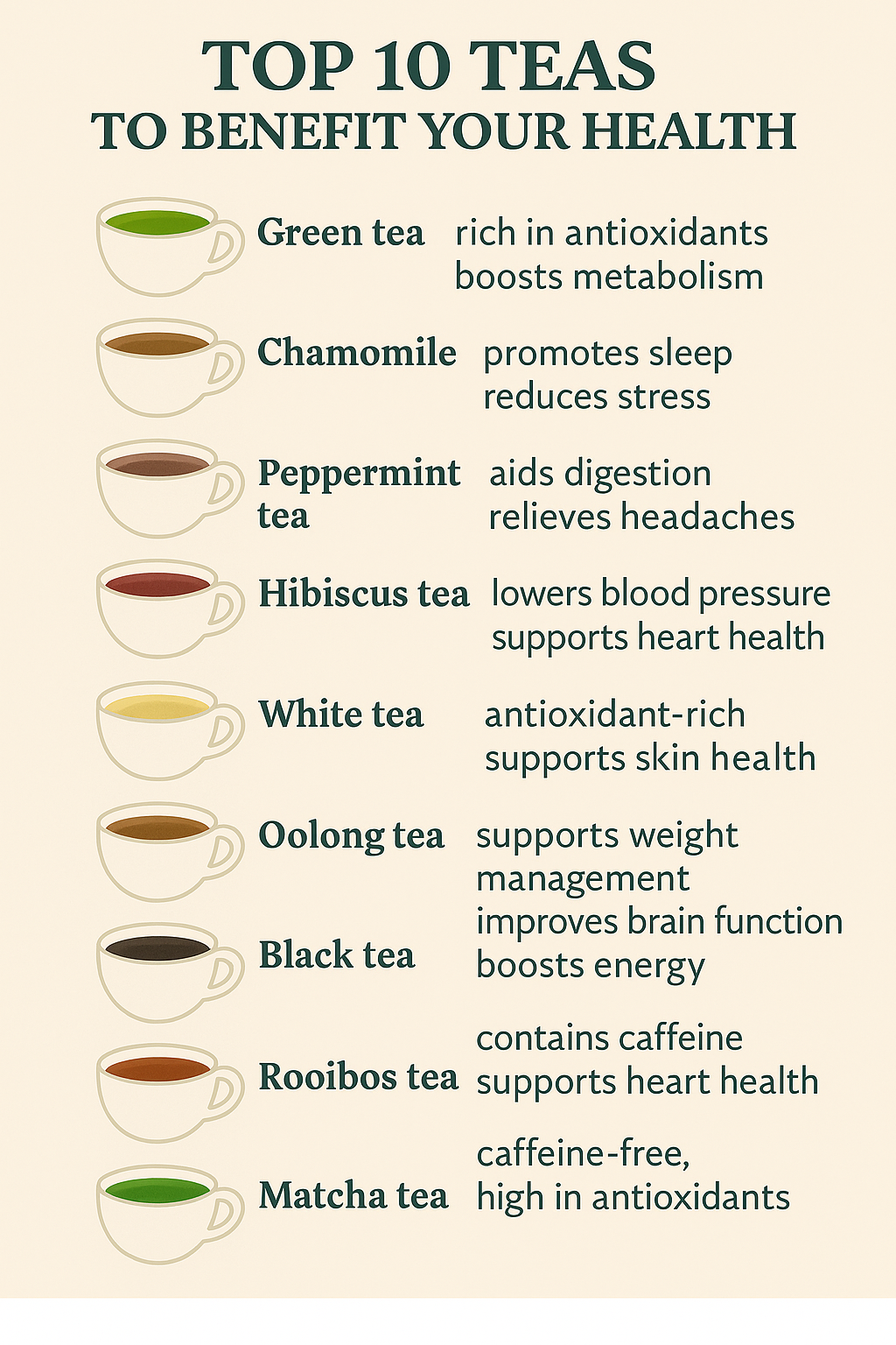 Chart Of Top Ten Teas With Health Benefits – A Passion For Tea